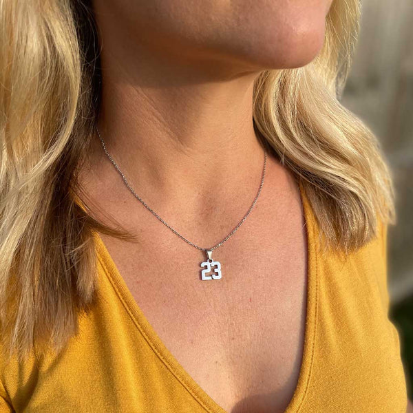 Small Number Pendant Necklace - Silver - FlowX Jewelry